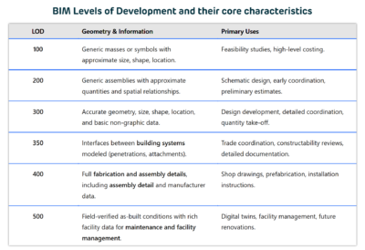 Understanding BIM LOD Levels: From LOD 100 to LOD 500 in Construction ...